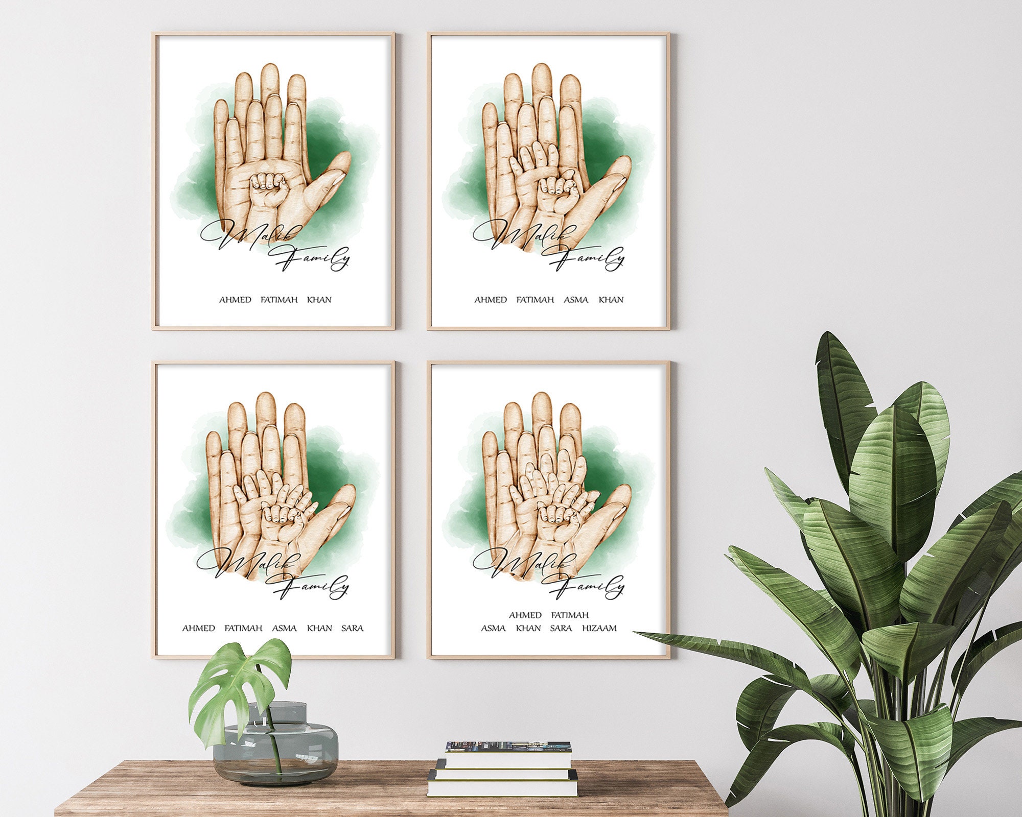 Personalised Islamic Family Poster With Hands, Family Sign With Family ...