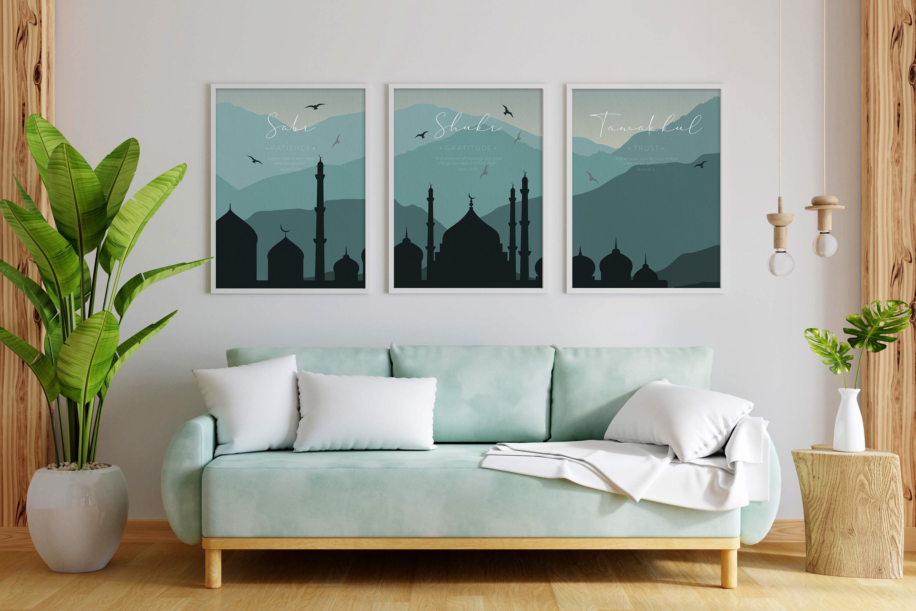 Islamic Wall Art Printable Set of 3 | Modern Muslim Decor | Islamic ...