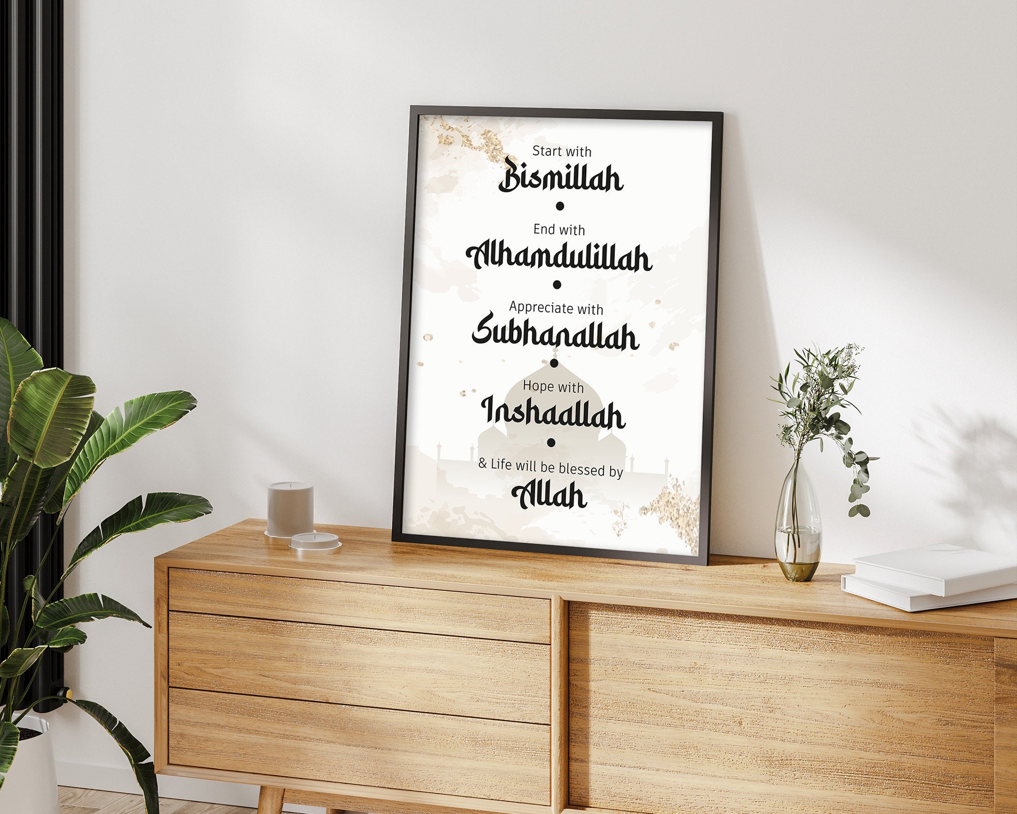 Start With Bismillah Islamic Printable Wall Art, Islamic Home Decor ...