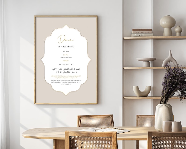 Islamic Dua Printable Wall Art, Dua for Before Eating and Dua After ...