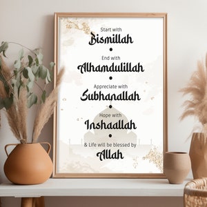Start With Bismillah Islamic Printable Wall Art, Islamic Home Decor ...