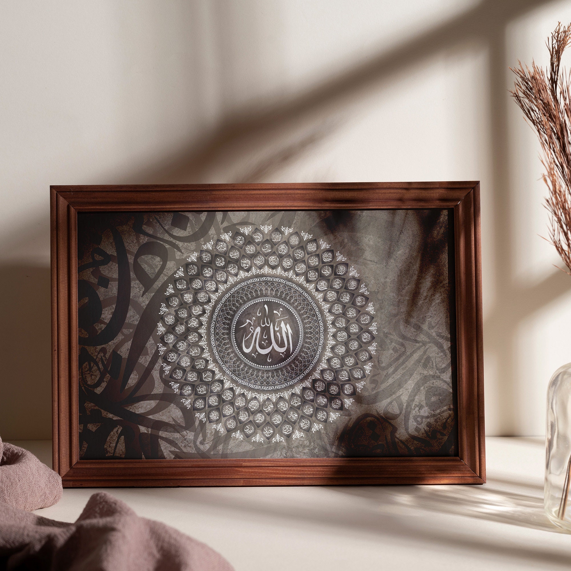 Arabic Calligraphy-asma Ul Husna, 99 Names of Allah, Islamic Wall Art ...