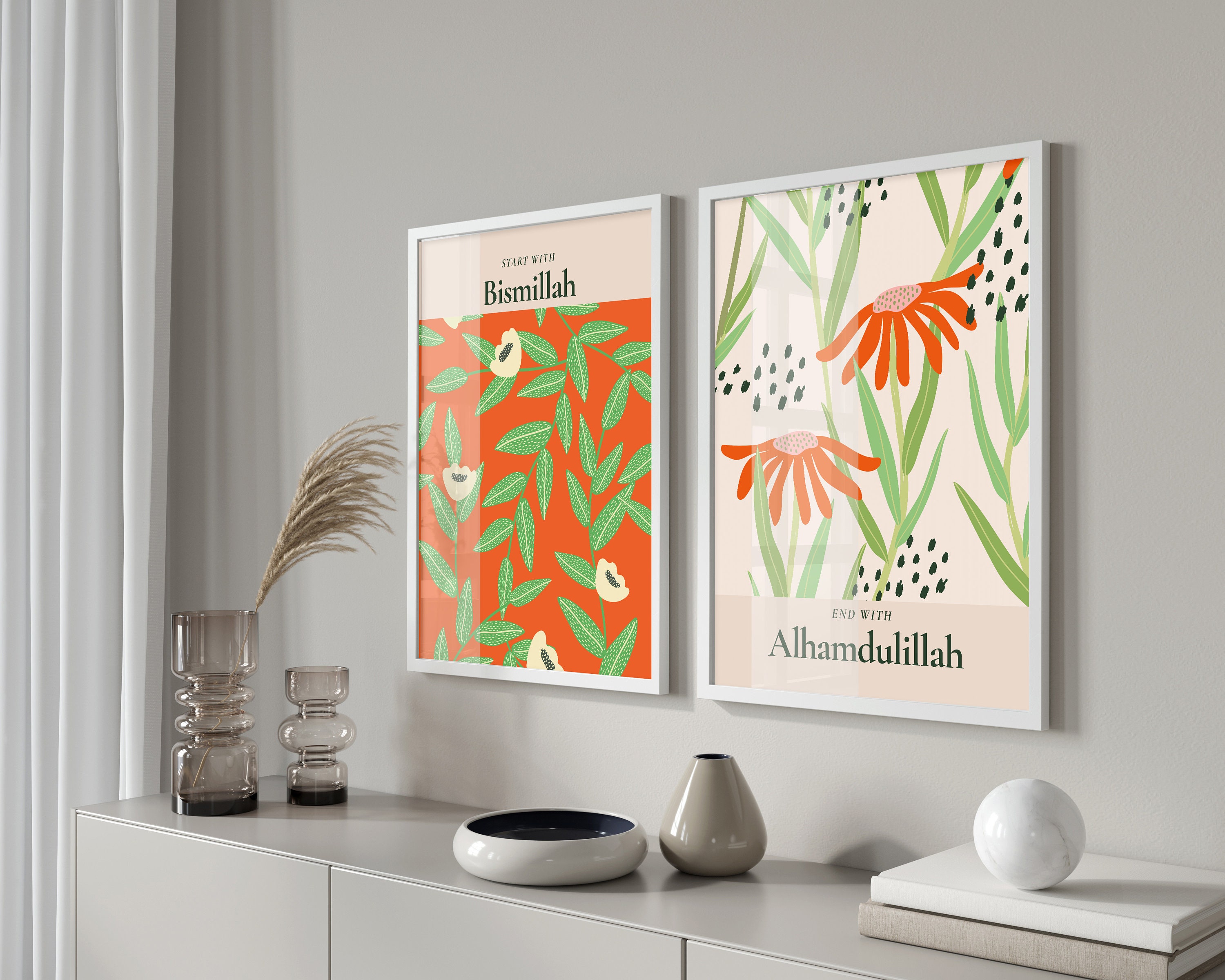 Islamic Wall Art, Set of 2 Islamic Prints, 2 Piece Muslim Wall Art ...