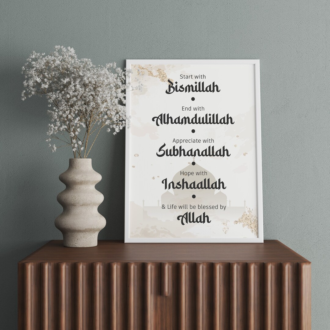 Buy Start With Bismillah Islamic Printable Wall Art, Islamic Home Decor ...
