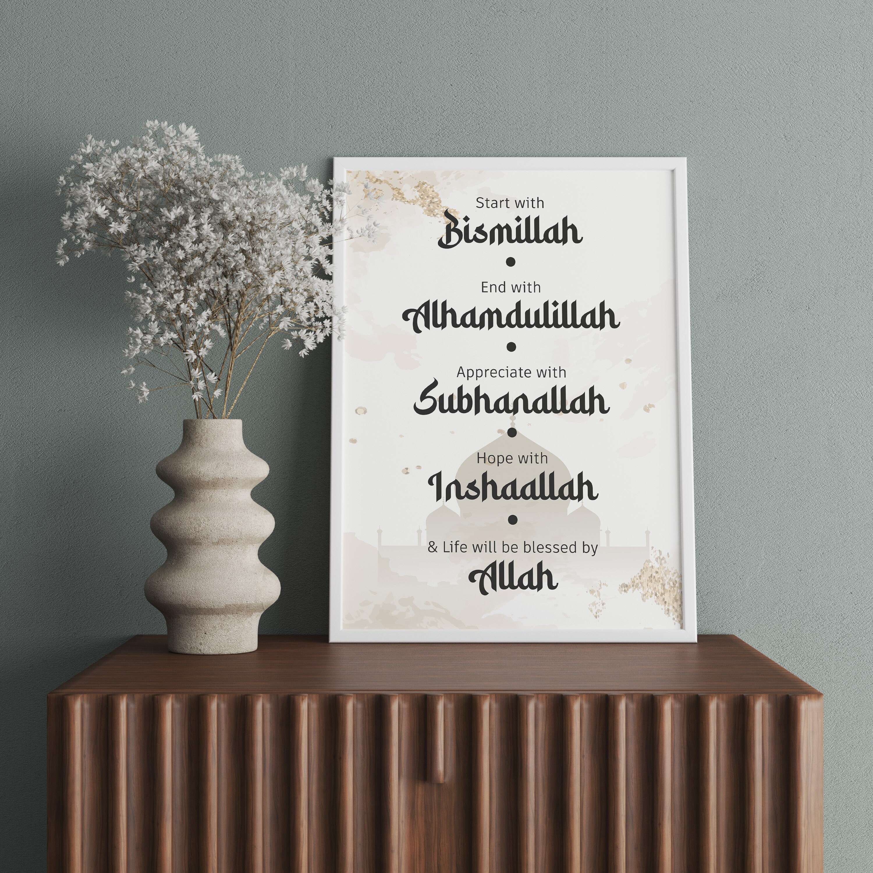 Start With Bismillah Islamic Printable Wall Art, Islamic Home Decor ...