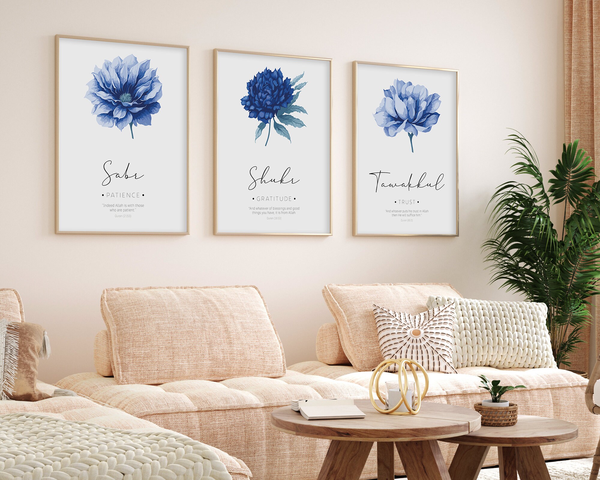 Set of 3 Islamic Digital Art Prints, Islamic Printable Wall Art ...