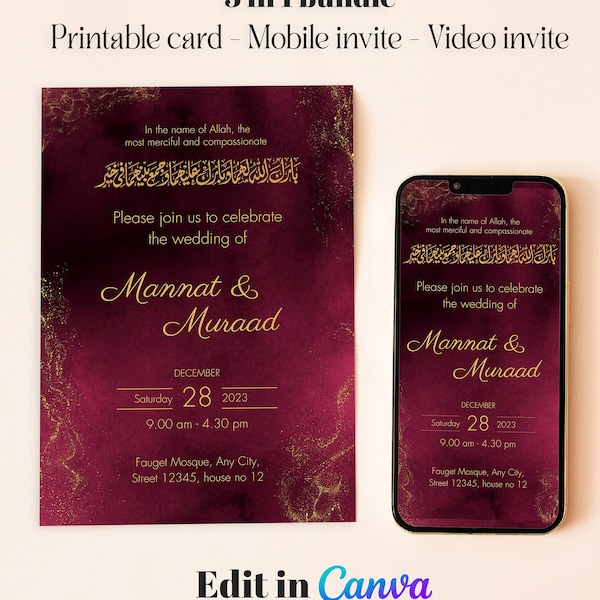 Pakistani Wedding Card - Etsy