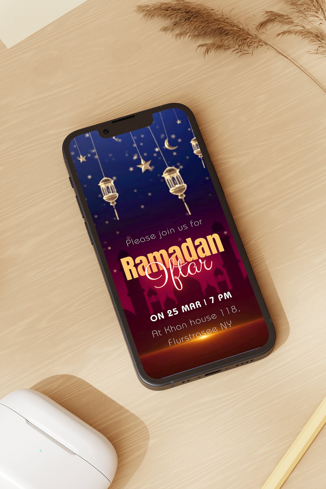 Editable Iftar Party Invite, Digital Ramadan Card, Ramadan Mubarak ...