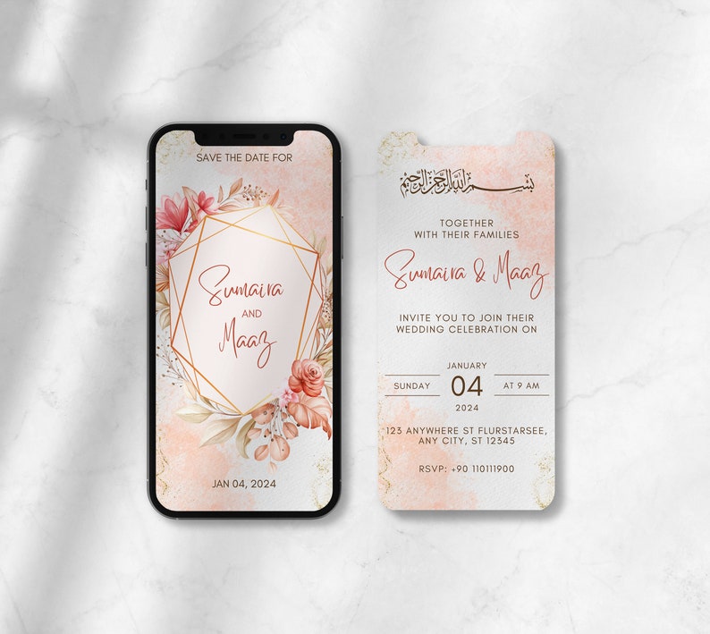 Islamic Wedding Digital Invitation Muslim Wedding Card Wedding Video ...