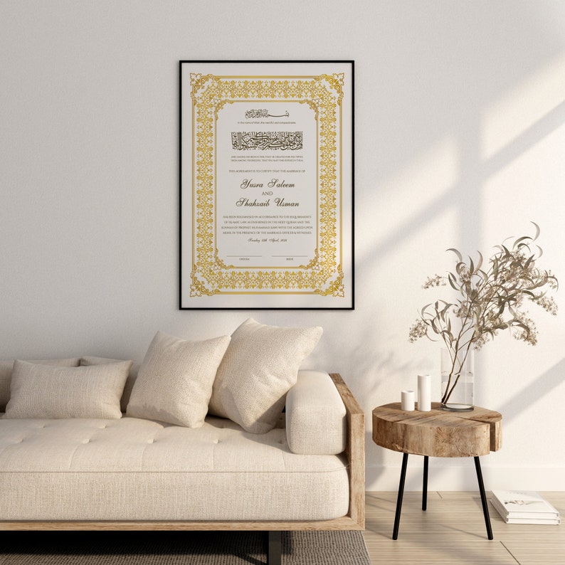 Golden Islamic NIKKAHNAMA Digital, A4 Nikkahnama, Nikkah Nama Gift ...
