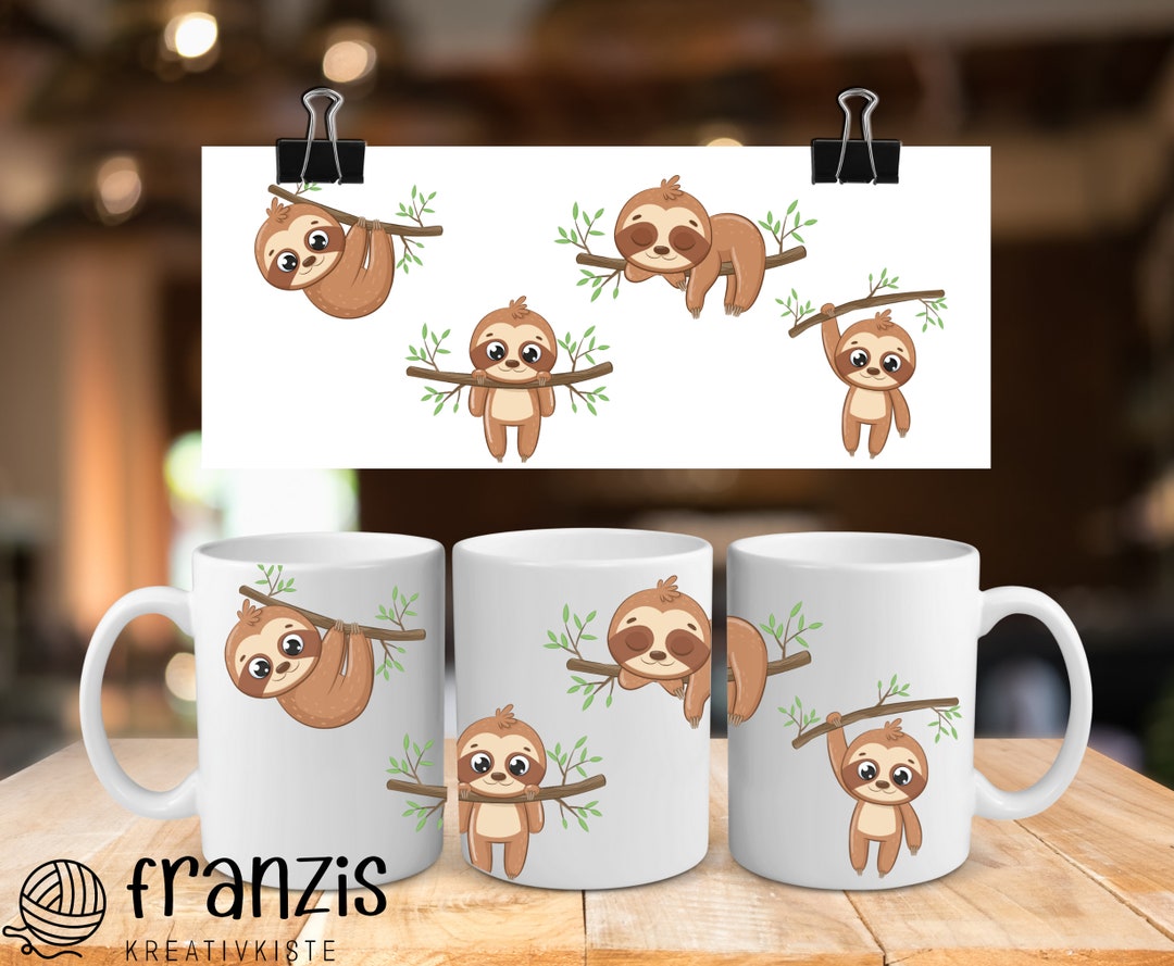 Mug With Motif Print Chill Sloths 325ml Ceramic Dishwasher Safe Coffee ...