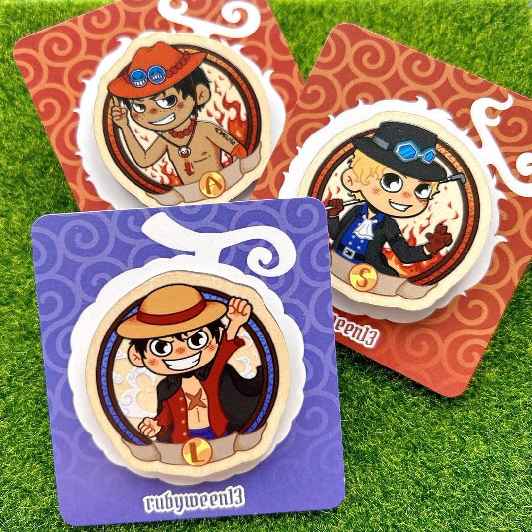 Ace, Sabo & Luffy Wooden Pins I One Piece - Etsy
