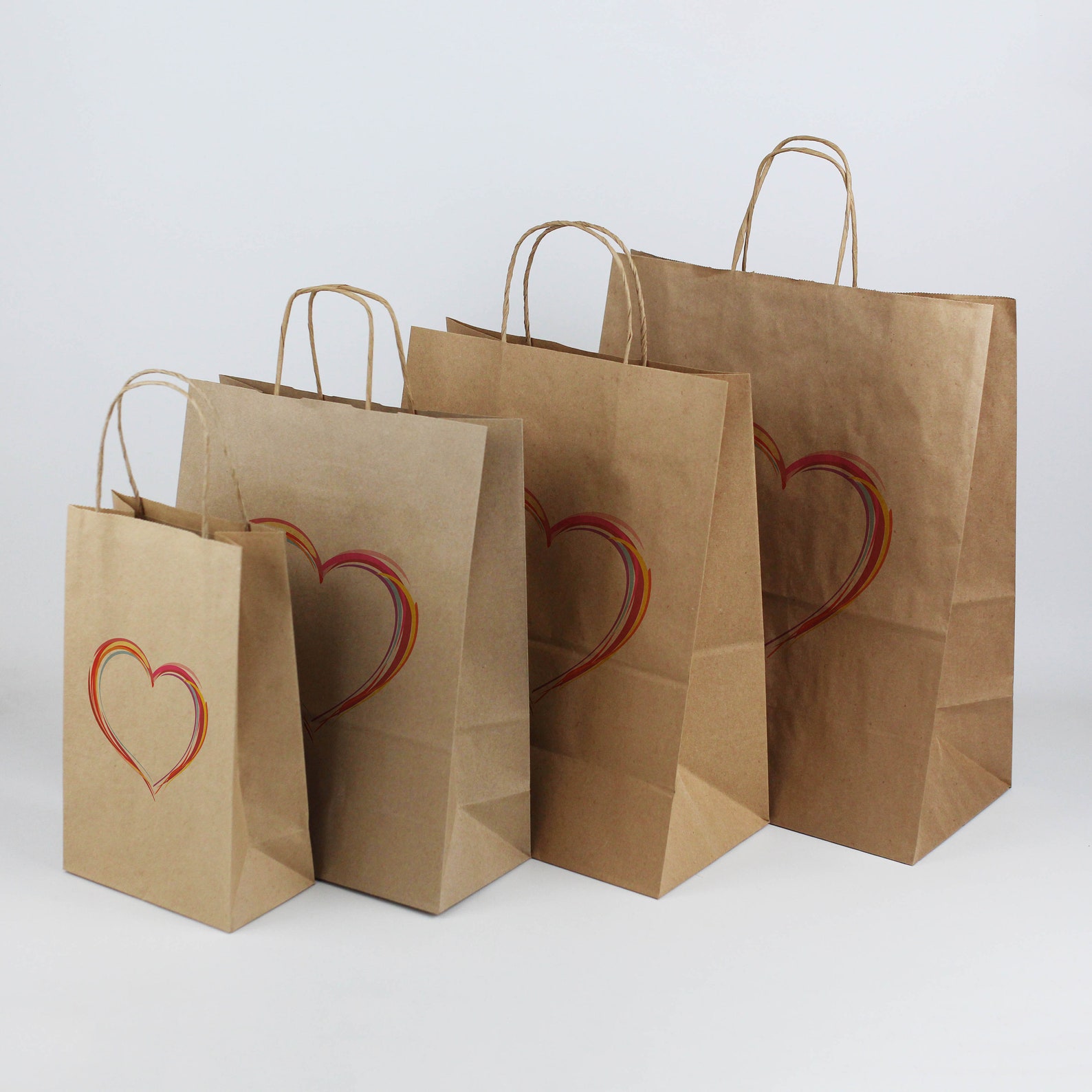 Gift Paper Bag SET 16 Pcs Kisses Themed Gift Bag | Heart on Paper Bag ...