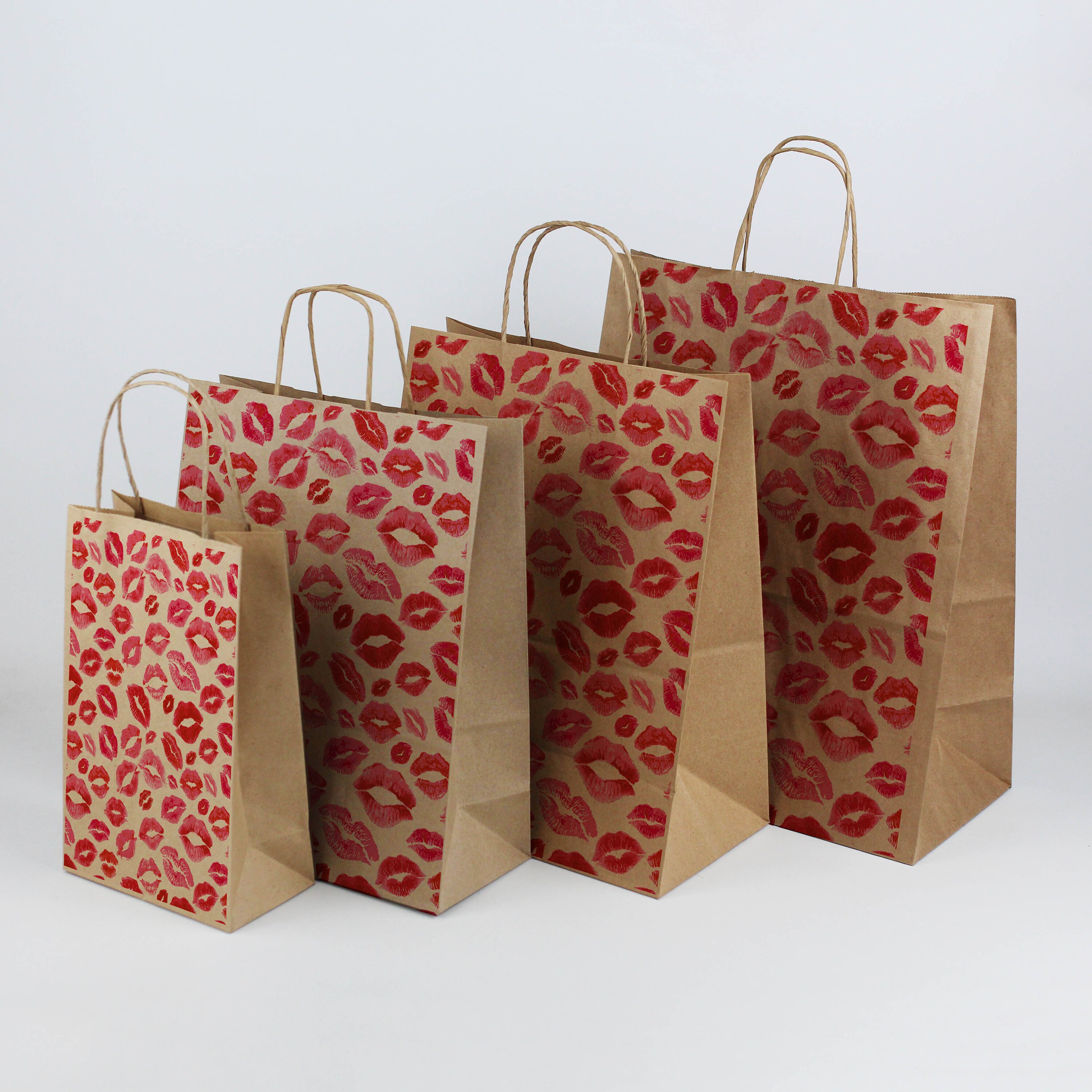 Gift Paper Bag SET 16 Pcs Kisses Themed Gift Bag Heart on Paper Bag ...