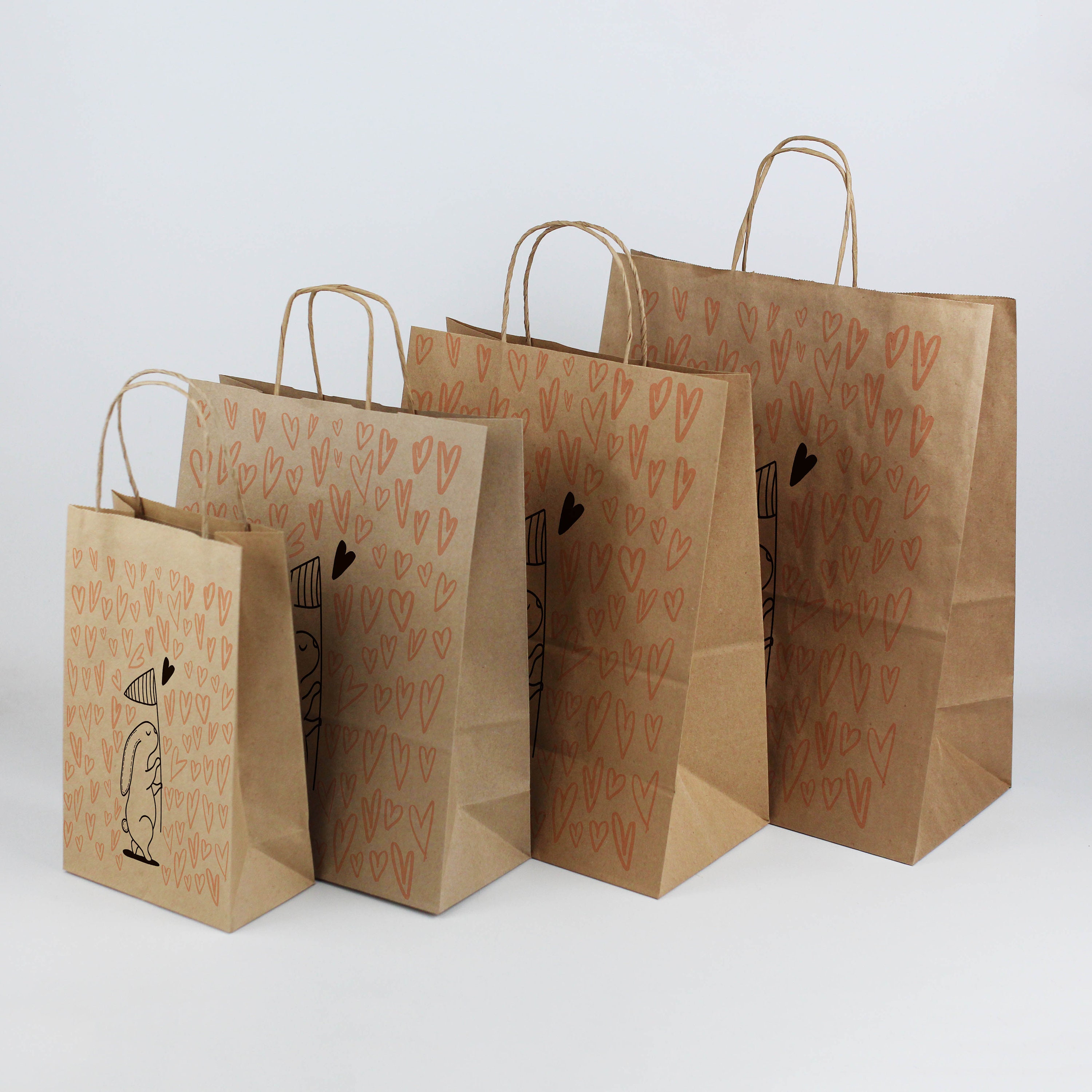 Gift Paper Bag SET 16 Pcs Kisses Themed Gift Bag Heart on Paper Bag ...