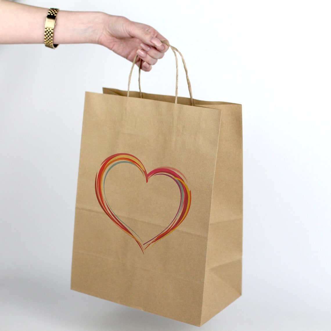 Gift Paper Bag SET 16 Pcs Kisses Themed Gift Bag Heart on Paper Bag ...