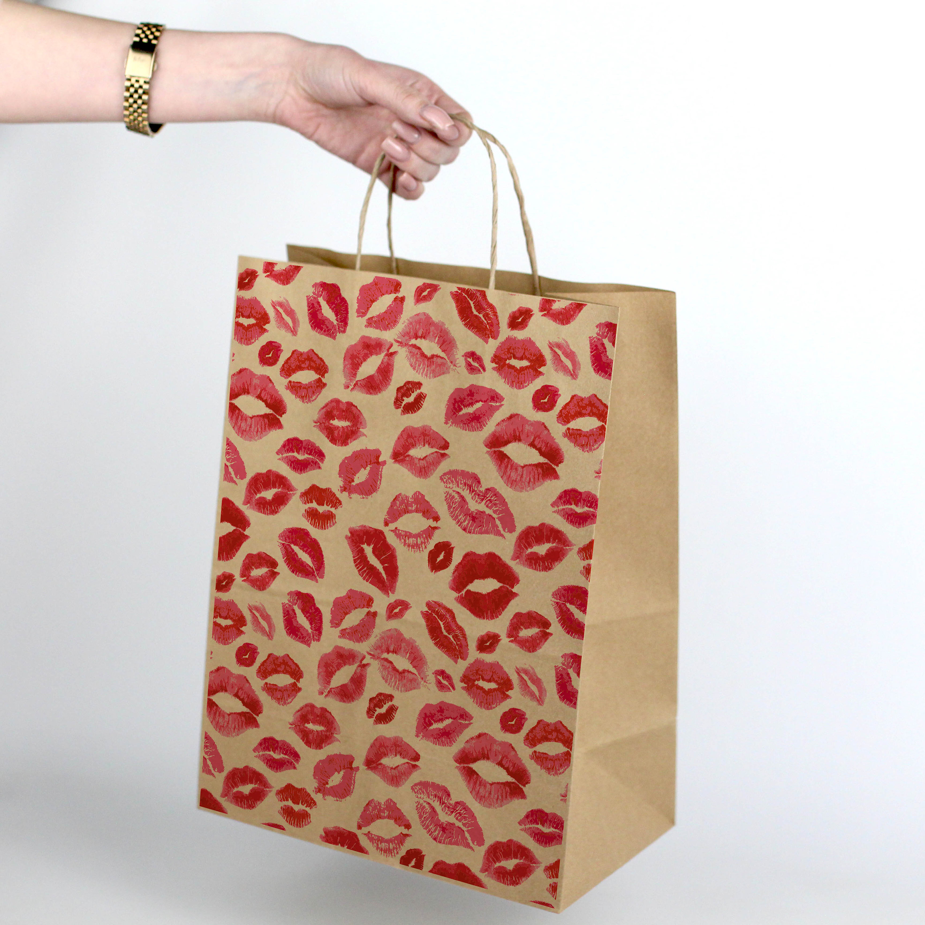 Gift Paper Bag SET 16 Pcs Kisses Themed Gift Bag Heart on Paper Bag ...