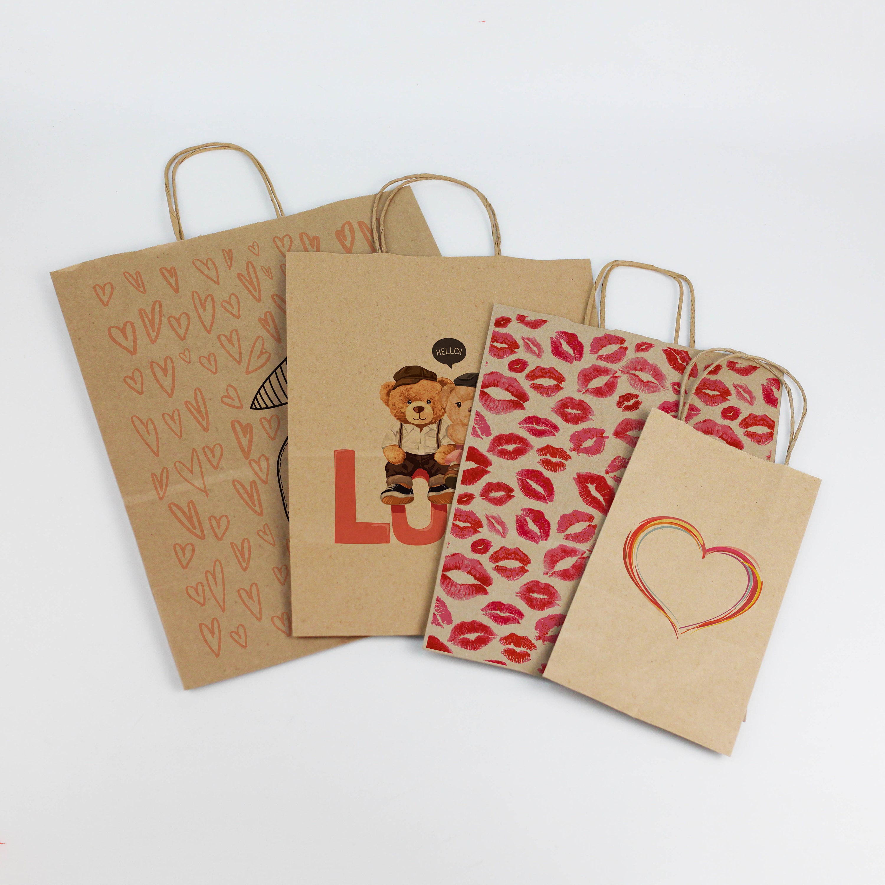 Gift Paper Bag SET 16 Pcs Kisses Themed Gift Bag Heart on Paper Bag ...