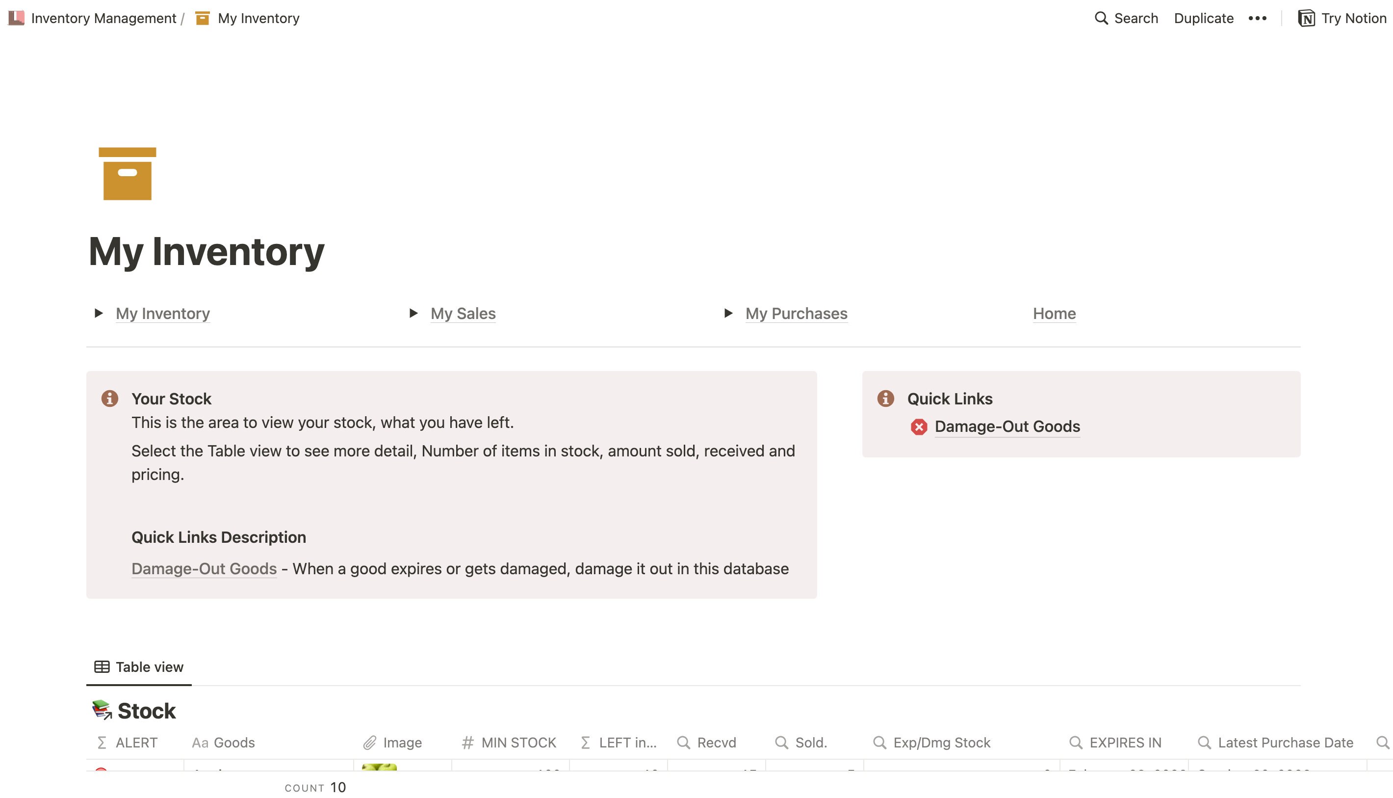 Notion Inventory Management System 2023 Charcuterie, Perishable, Non ...