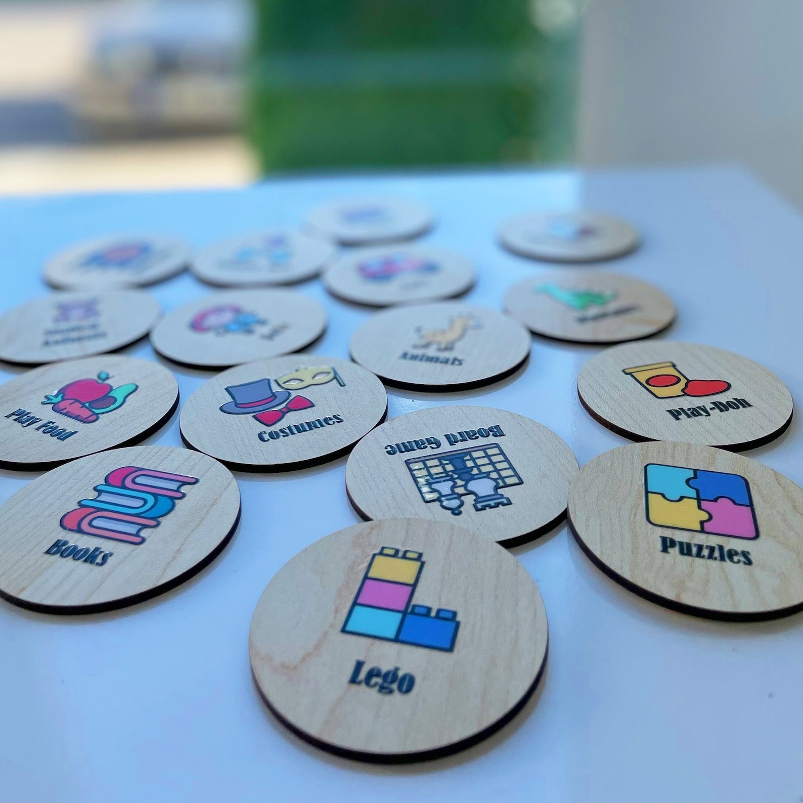 56 Pcs Montessori Wooden Colorful Labels, Wooden Labels for Trofast ...