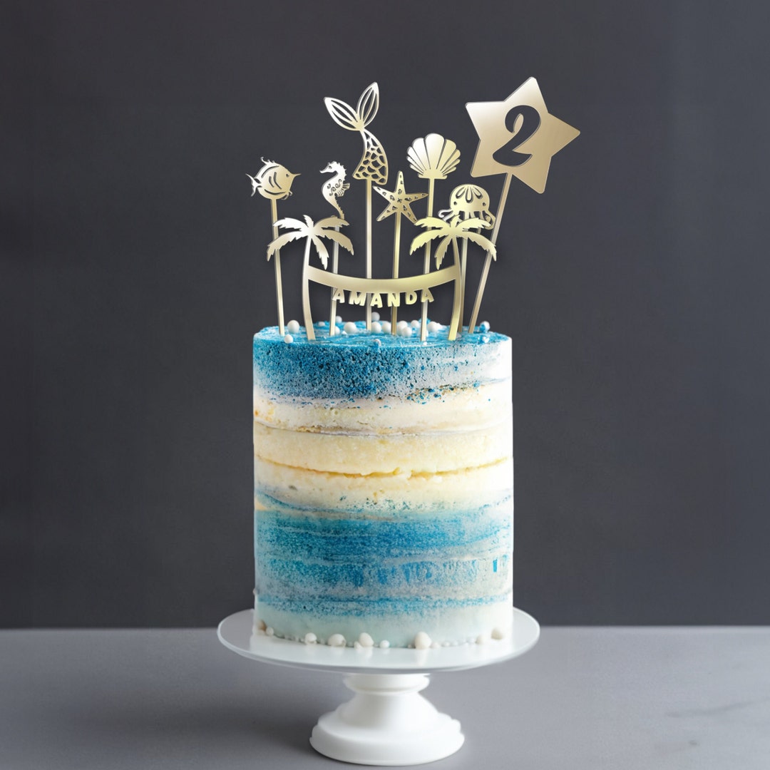 Custom Birthday Cake Topper Set - Mermaid Themed Under the Sea Toppers ...