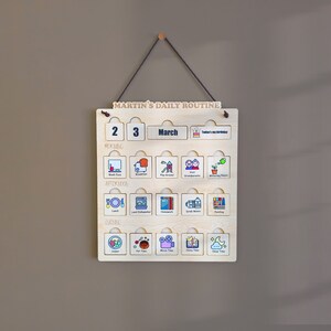 Personalized Wooden Daily Routine Chart, Visual Schedule ...