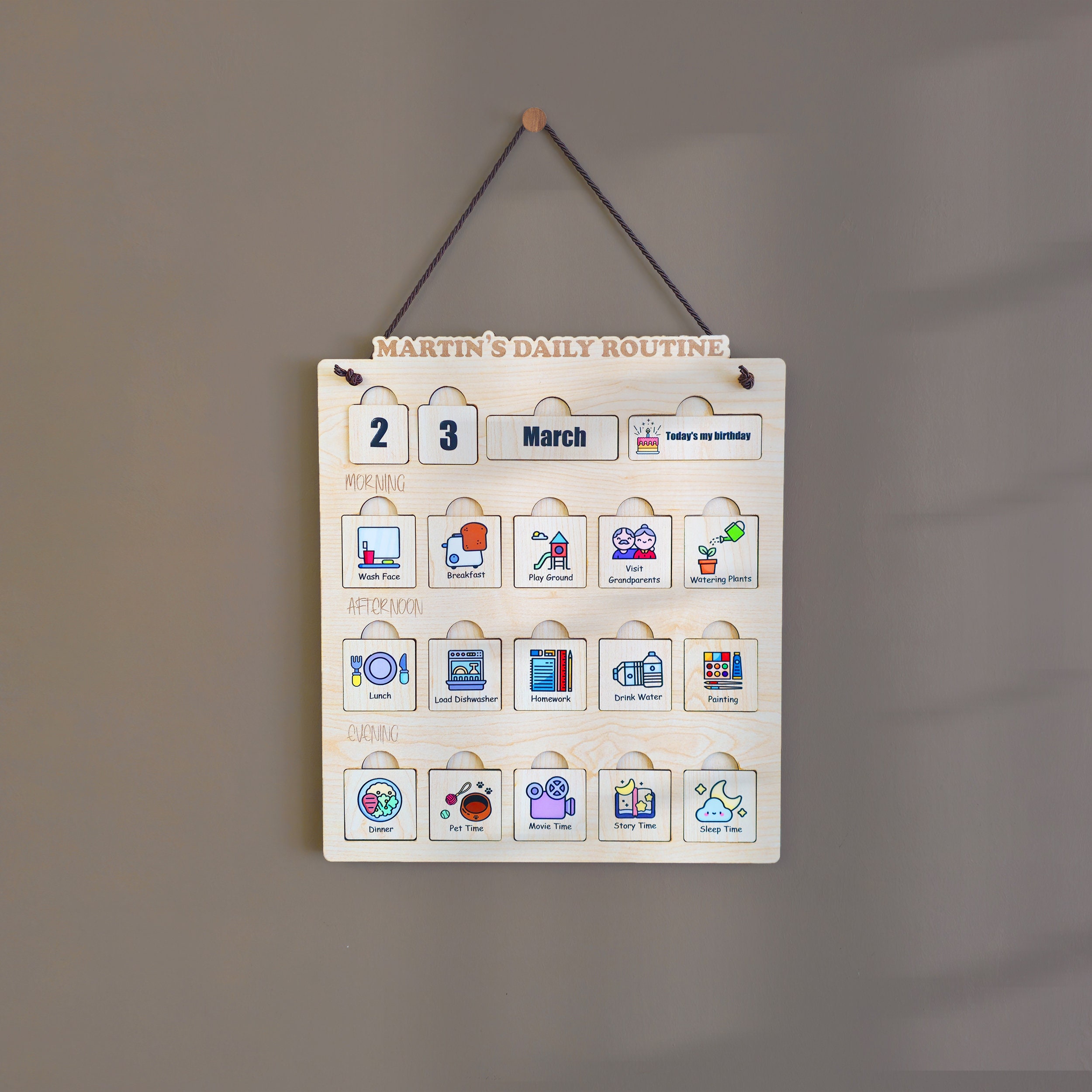 Personalized Wooden Daily Routine Chart, Visual Schedule ...