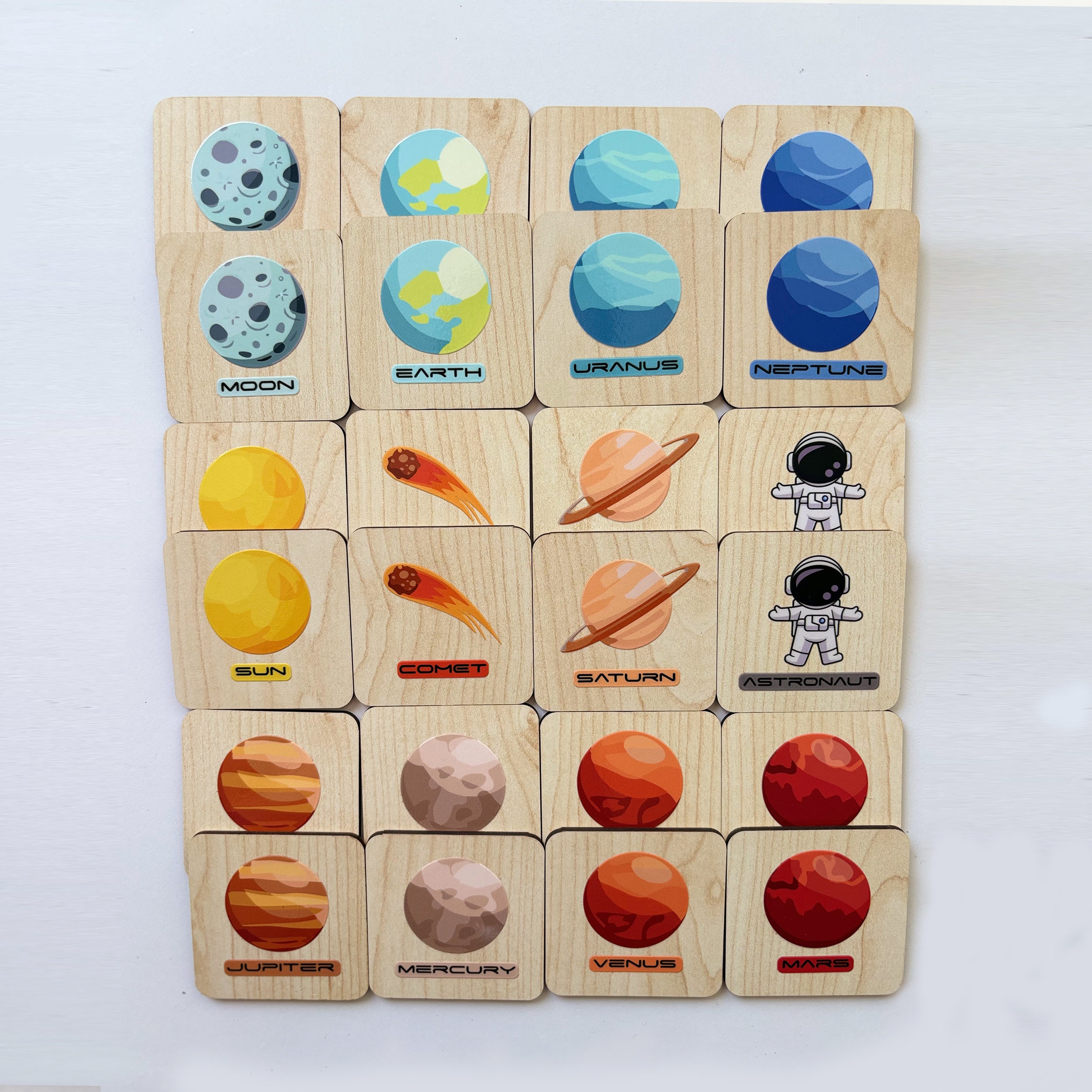 24 Pcs Exploring The Cosmos Solar System Matching Game And Educational