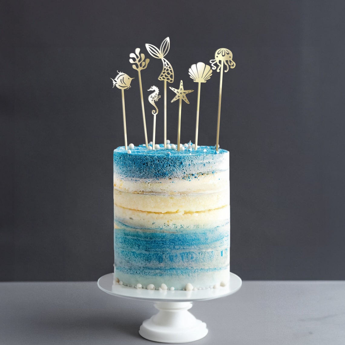 Custom Birthday Cake Topper Set Mermaid Themed Under the Sea Toppers ...