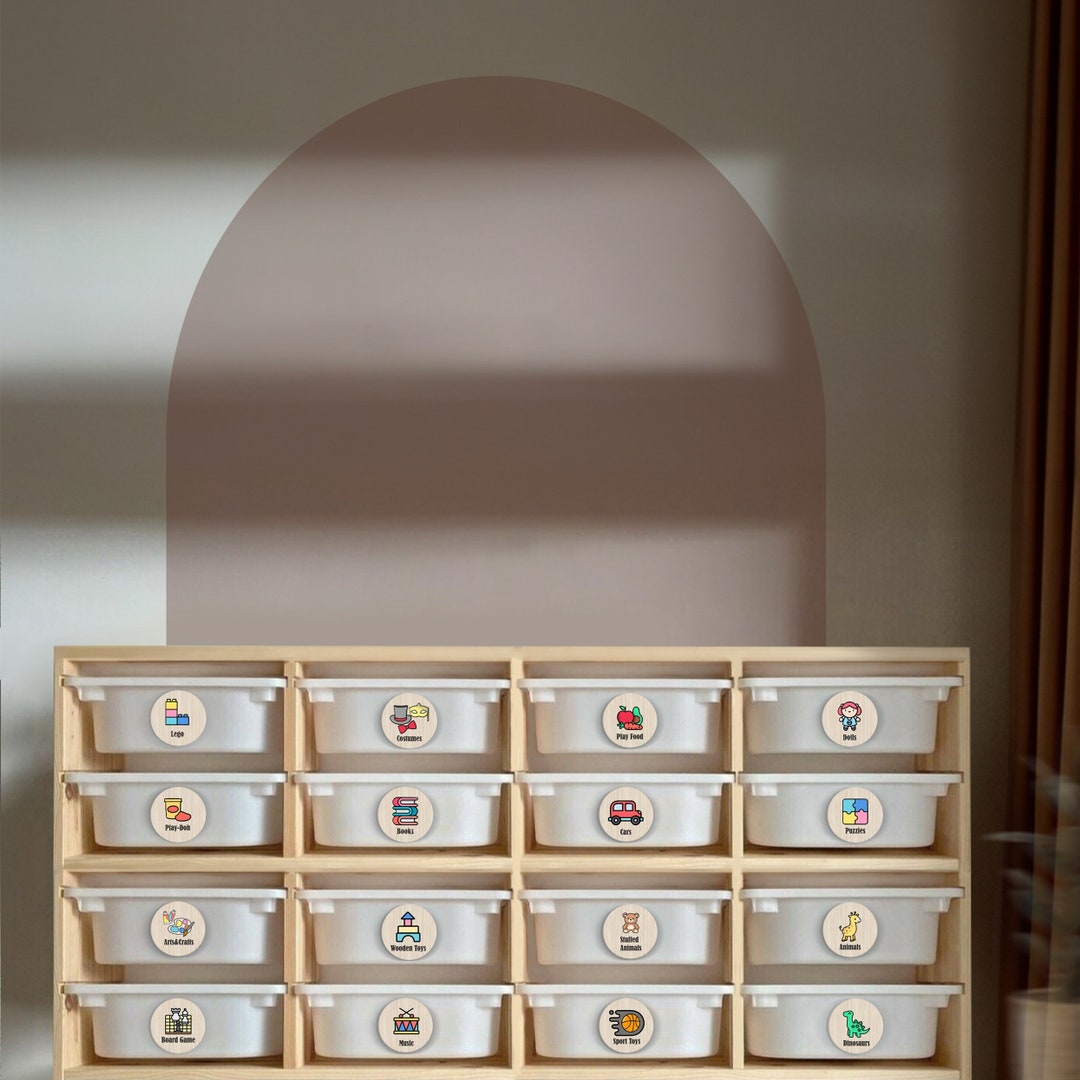 Montessori Wooden Colorful Labels for Toys Storage, Wooden Labels for ...