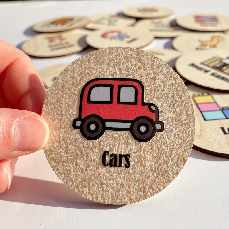 Montessori Wooden Colorful Labels for Toys Storage, Wooden Labels for ...