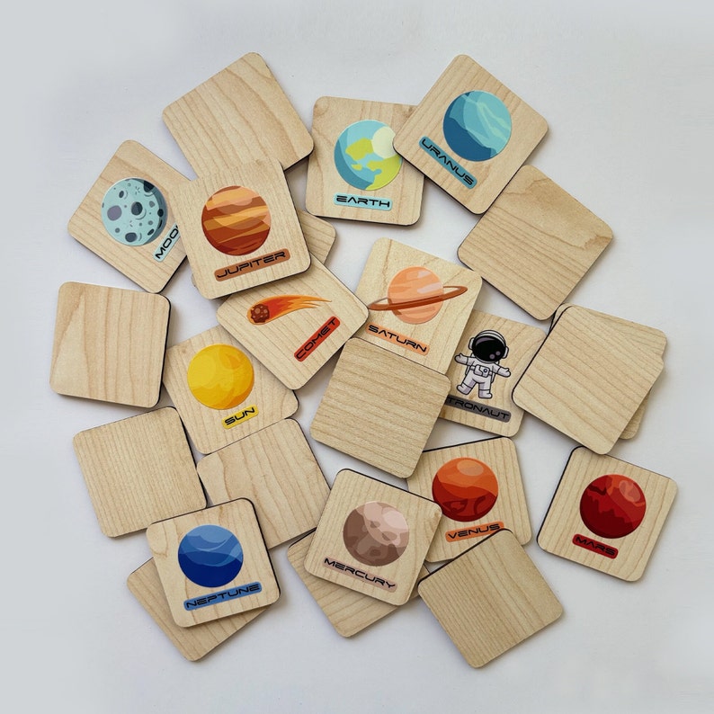 24 Pcs Exploring The Cosmos Solar System Matching Game And Educational