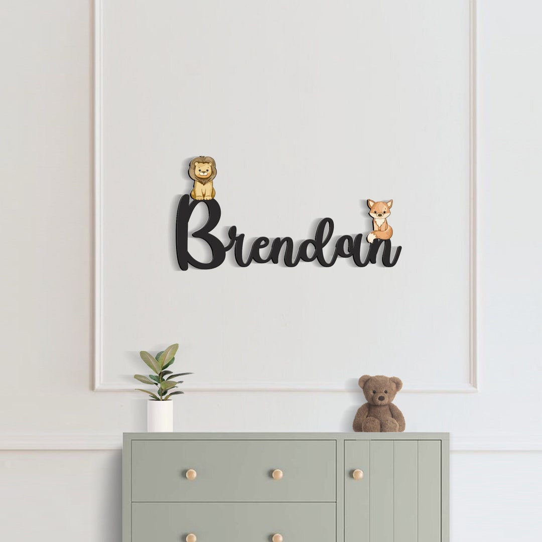Custom Kid's Room Sign - Wood Sign in Animal Theme Wall Decor - Baby ...