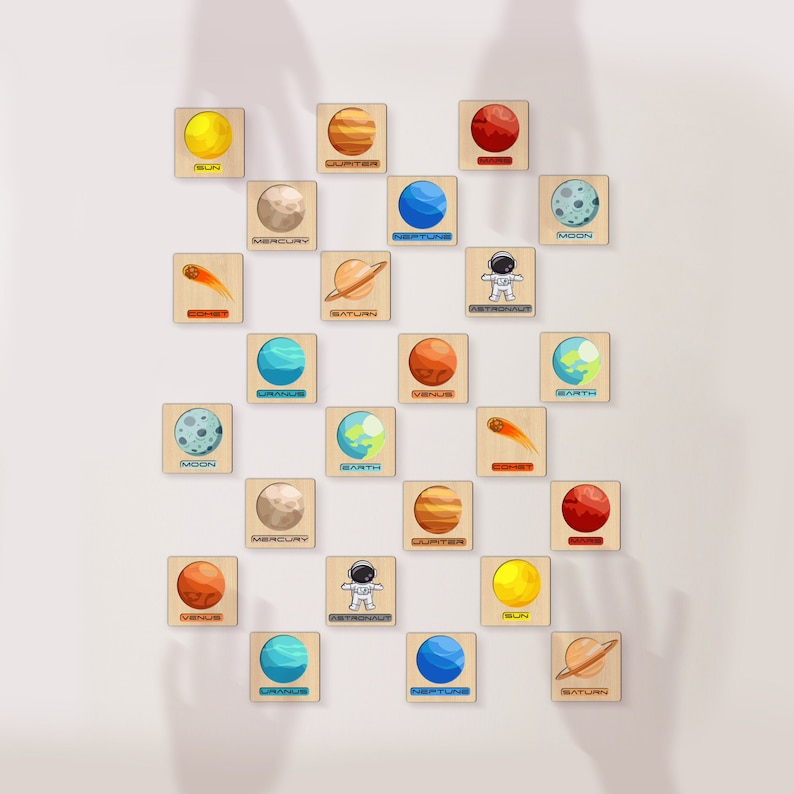 24 Pcs Exploring the Cosmos: Solar System Matching Game and Educational ...