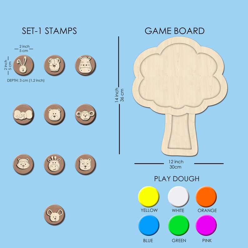 Set Maple Wood Animal Play Dough Stamps Montessori Toys Sensory Toys - Etsy