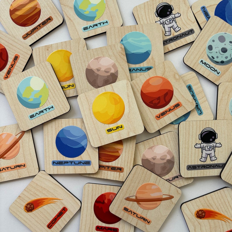 24 Pcs Exploring the Cosmos: Solar System Matching Game and Educational ...