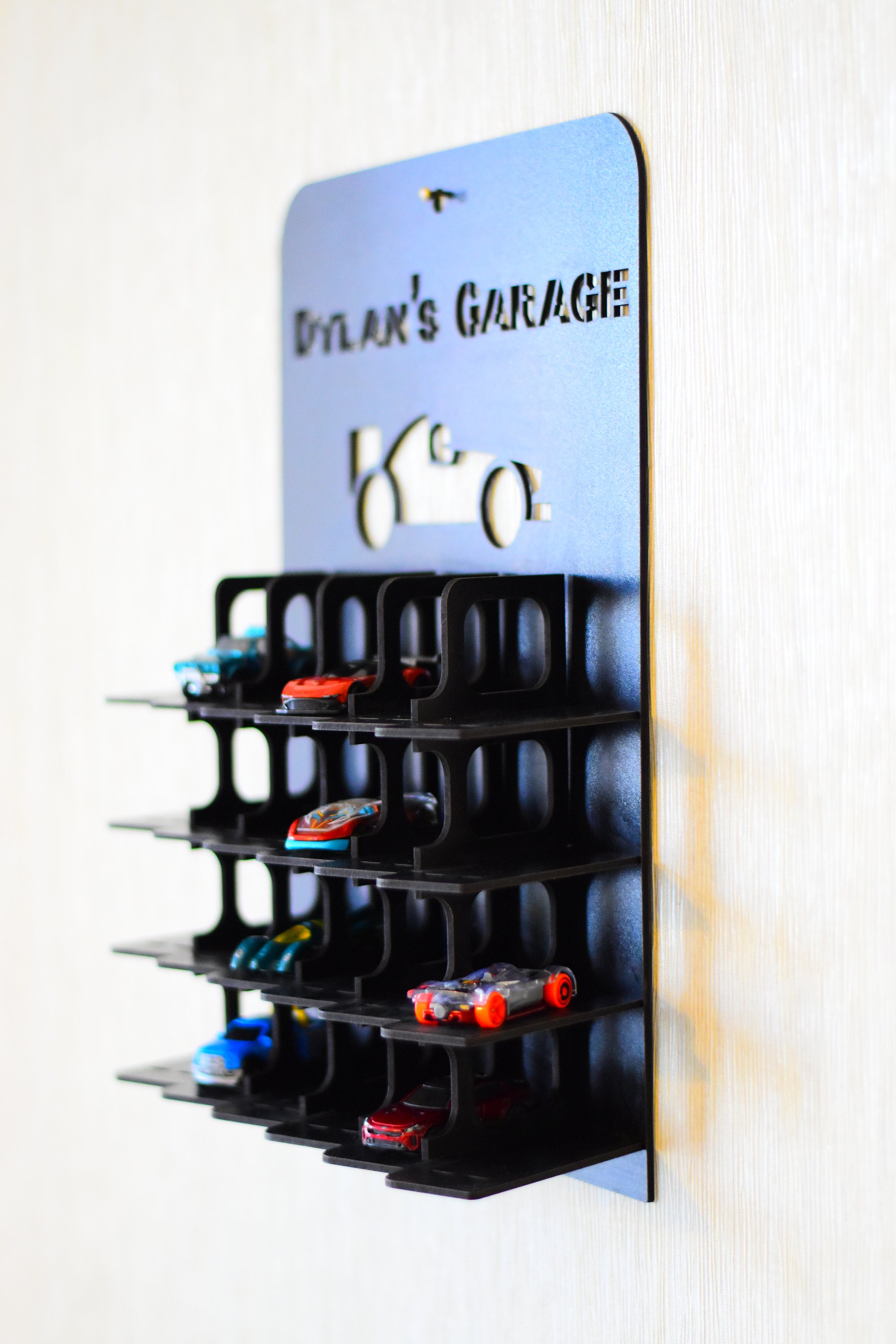 Personalized Display 240 Cars, Wooden Wall Decor, Wall Mounted Car Rack ...
