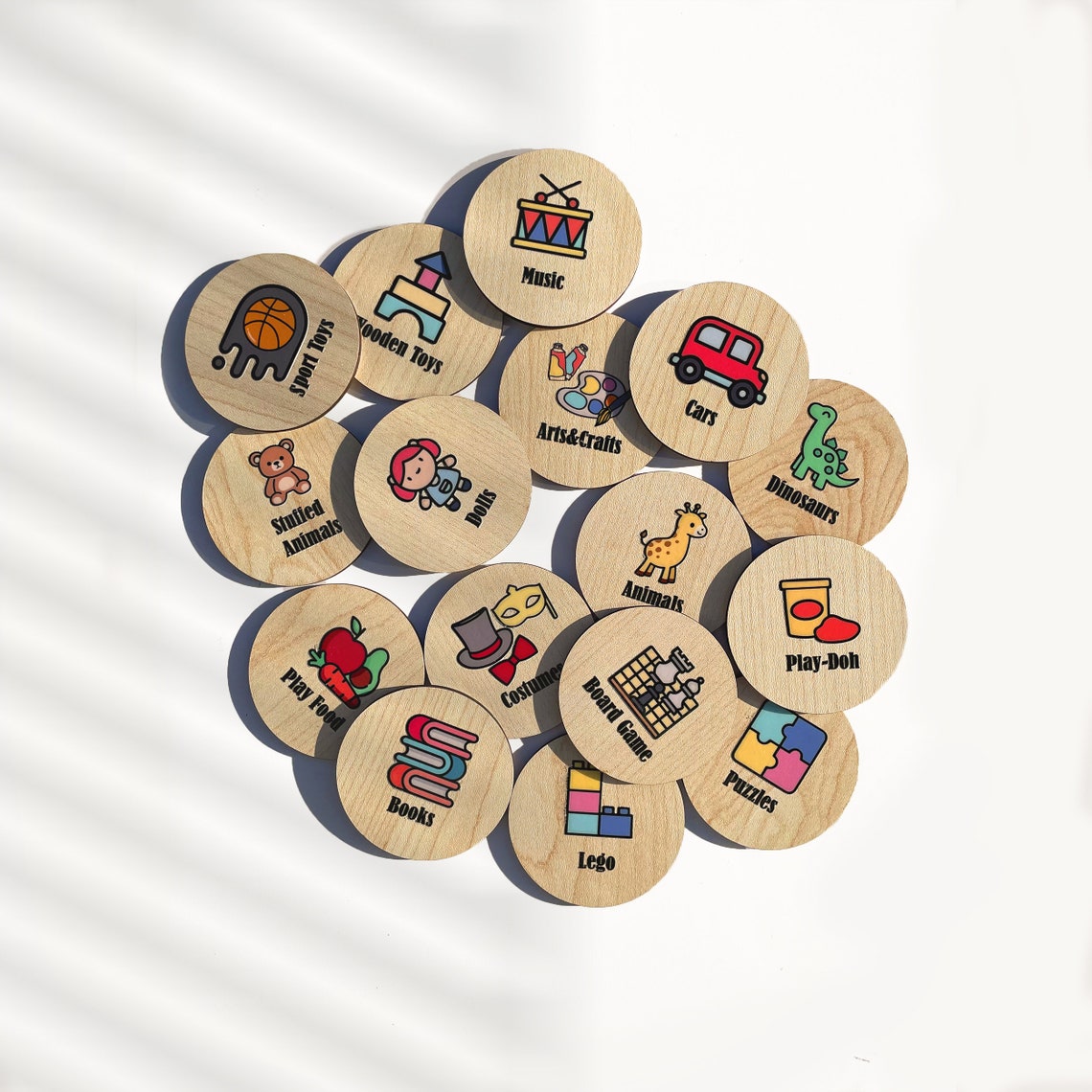 56 Pcs Montessori Wooden Colorful Labels, Wooden Labels for Trofast ...