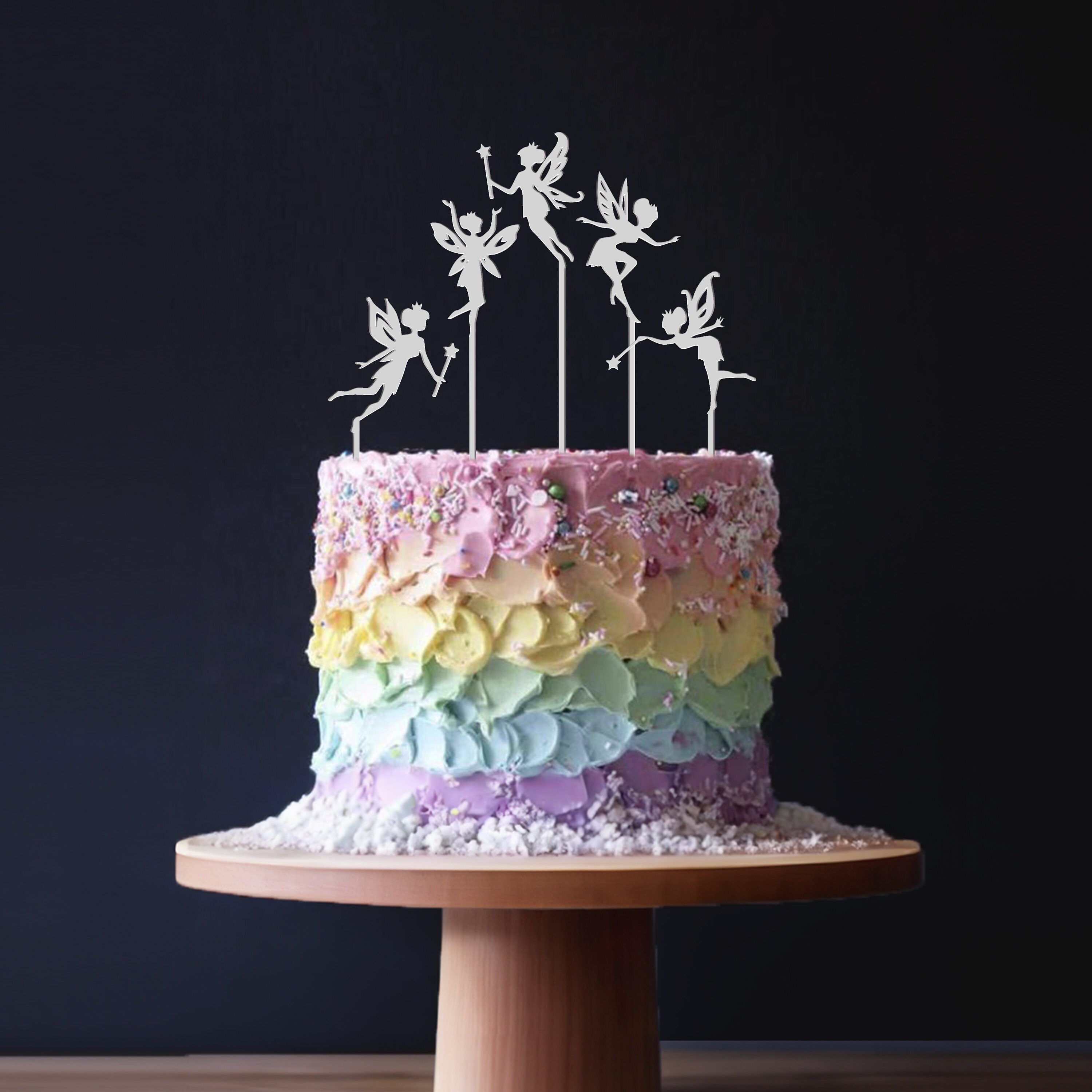 Custom Birthday Girl Name and Fairy Cake Topper - Party Decor - Etsy