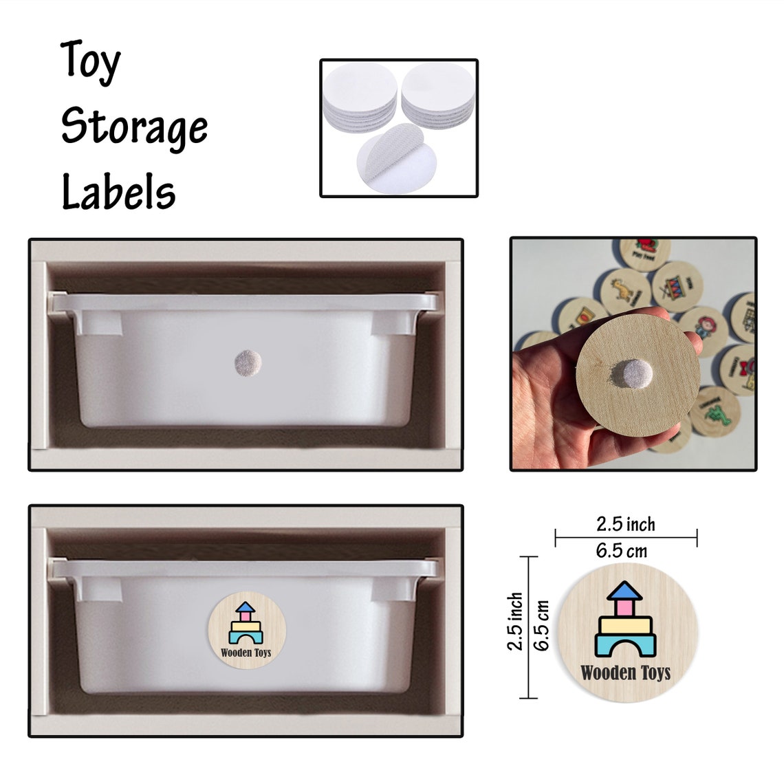 56 Pcs Montessori Wooden Colorful Labels, Wooden Labels for Trofast ...