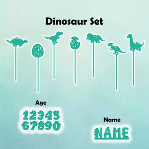 Custom Dinosaur, Name, Age Cake Topper Set - Party Decor - Cake Topper ...