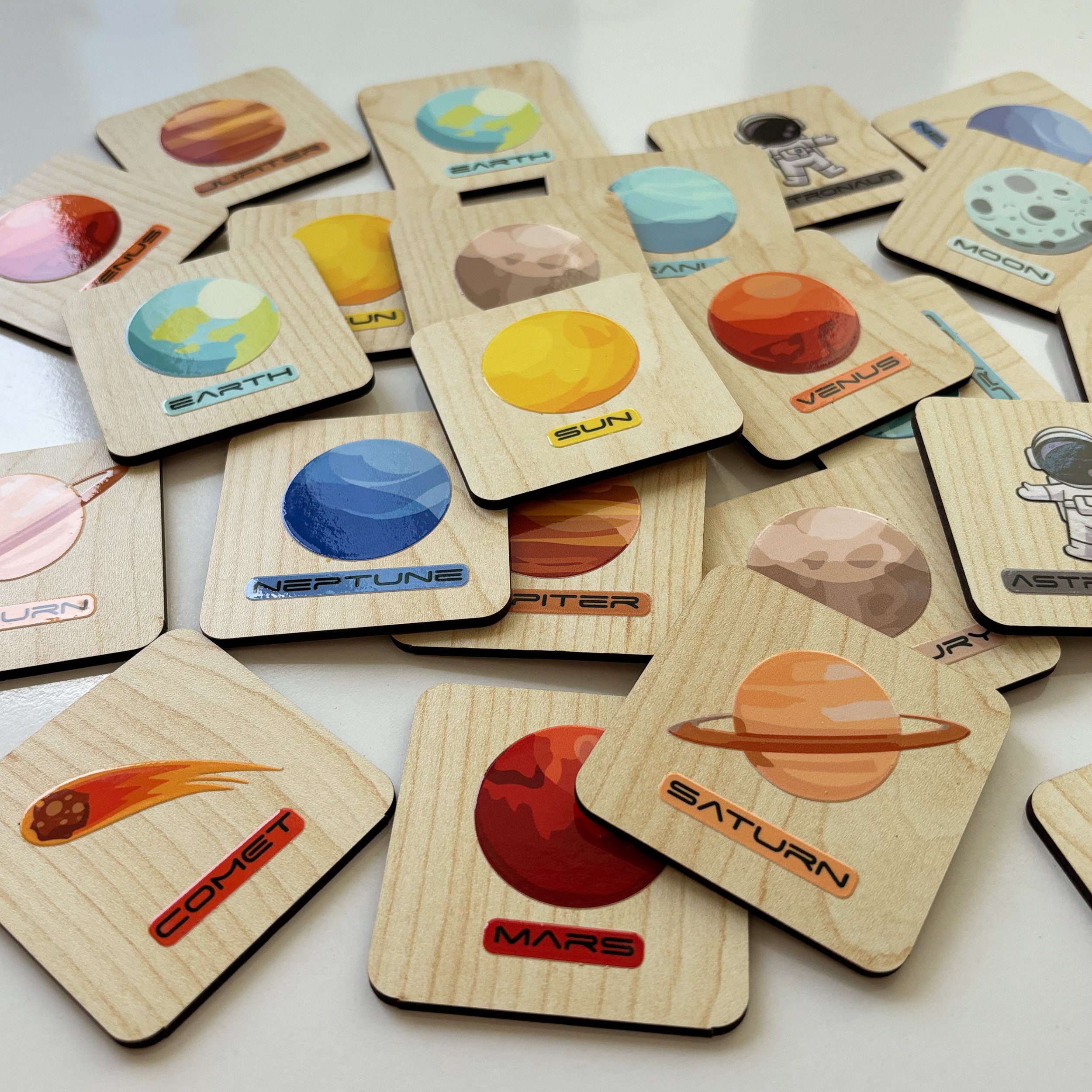 24 Pcs Exploring The Cosmos Solar System Matching Game And Educational