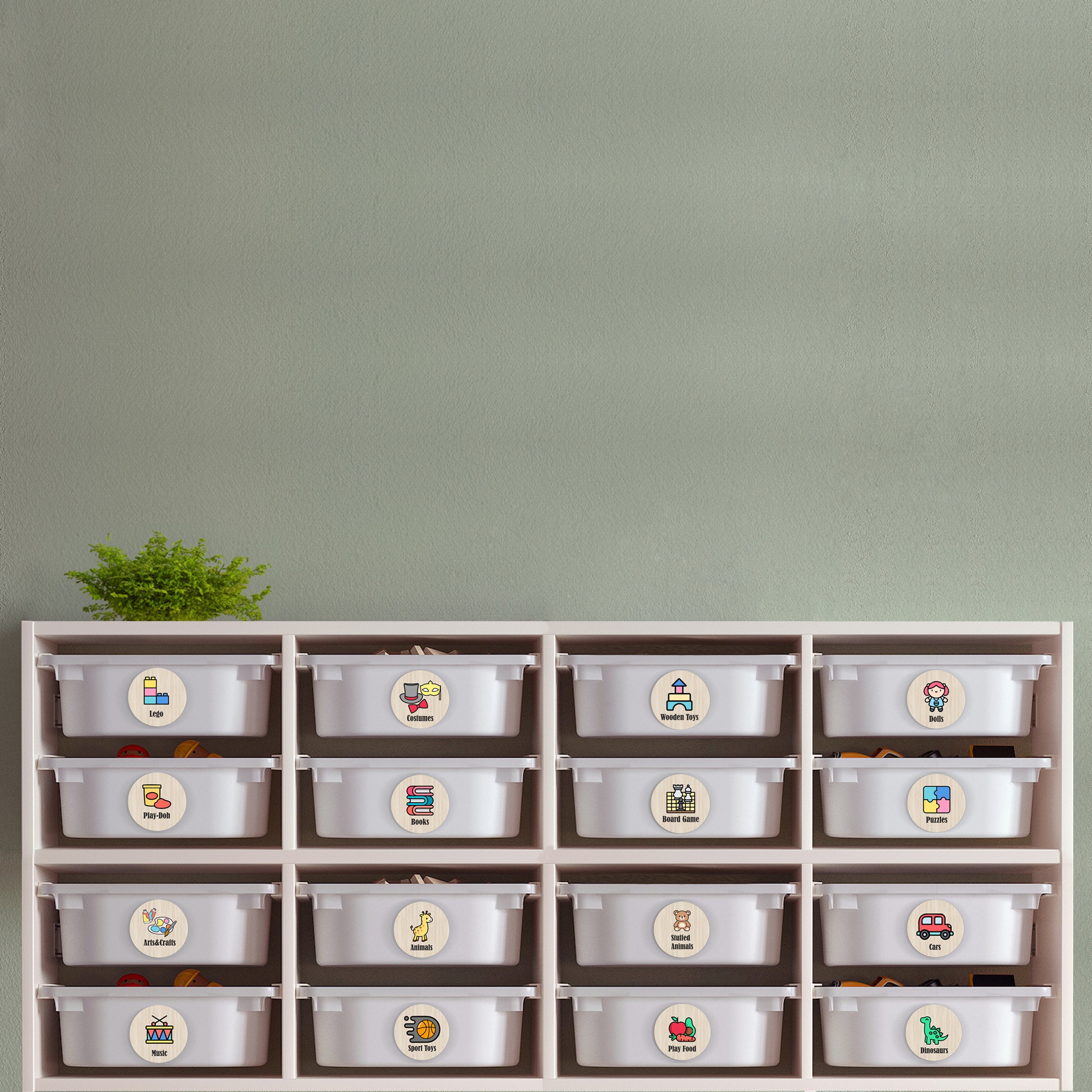 Montessori Wooden Colorful Labels for Toys Storage, Wooden Labels for ...