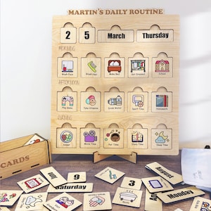 Personalized Wooden Daily Routine Chart, Visual Schedule ...