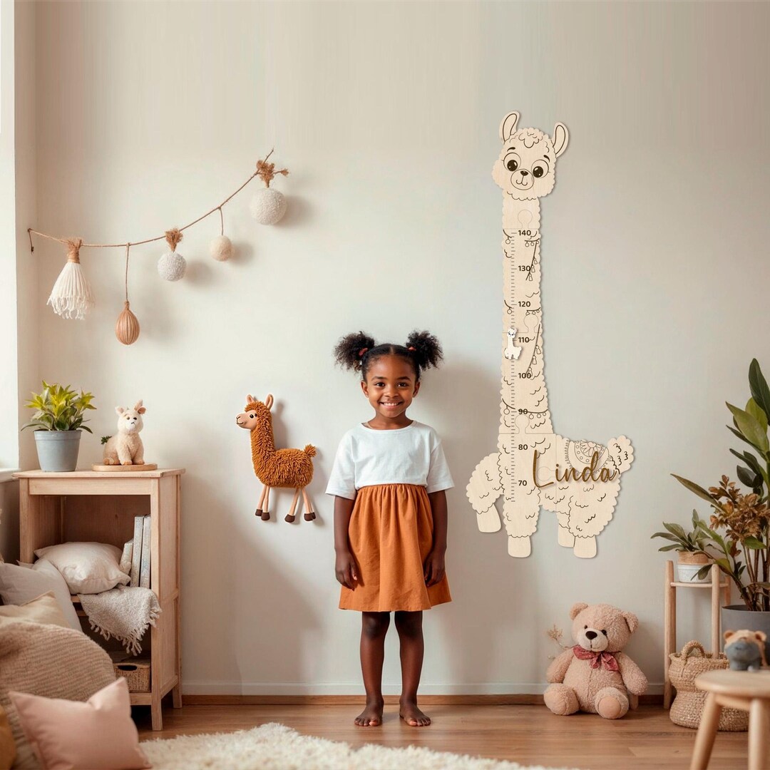 Personalized Growth Chart for Kids, Llama Height Ruler for Toddlers ...