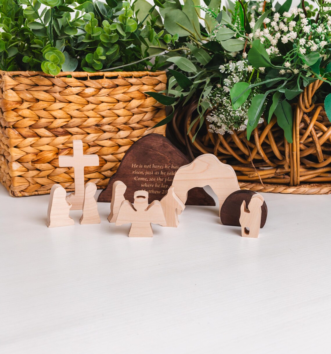 Wooden Nativity Scene, Easter Resurrection Set, Religious Decor, Easter ...