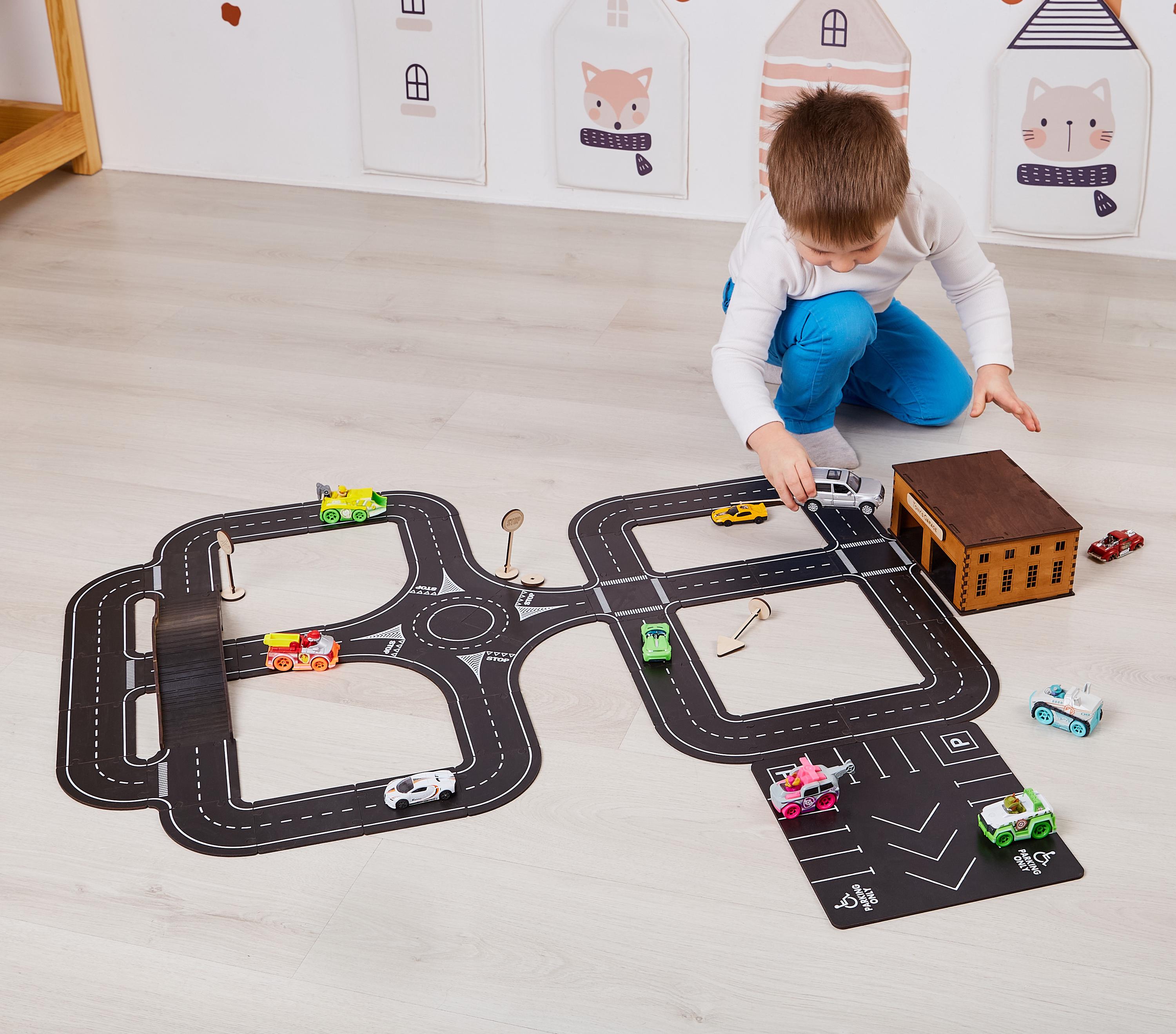 Personalized Wooden Car Track With Garage Montessori Road Track Custom ...