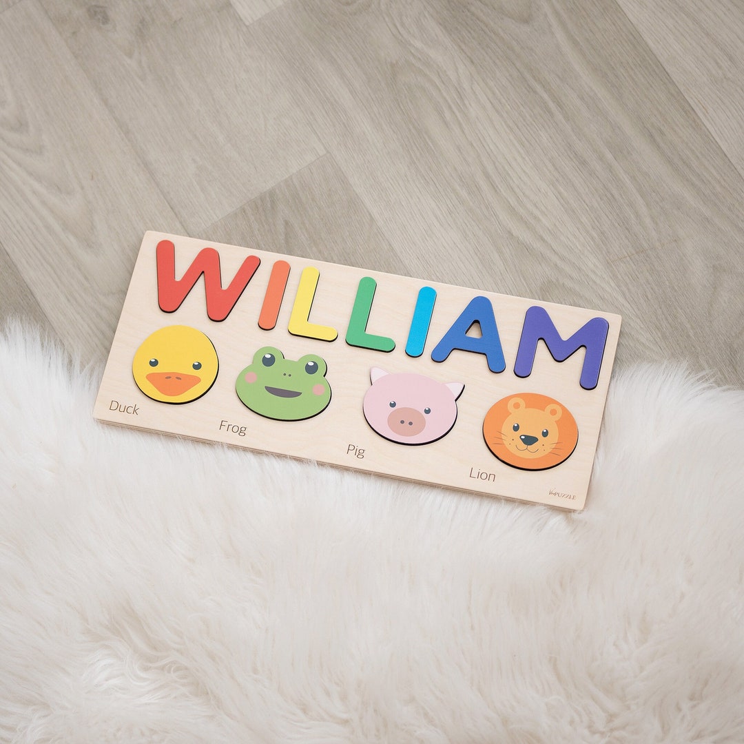 Custom Name Puzzle Rainbow Color, Newborn Birthday Gift, Babyshower ...