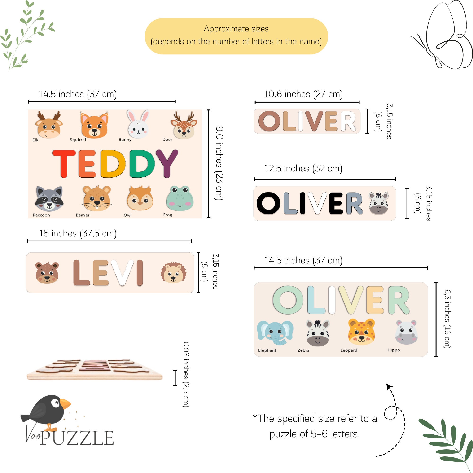 Safari Animals Name Puzzle, Montessori Puzzle Board for Baby ...