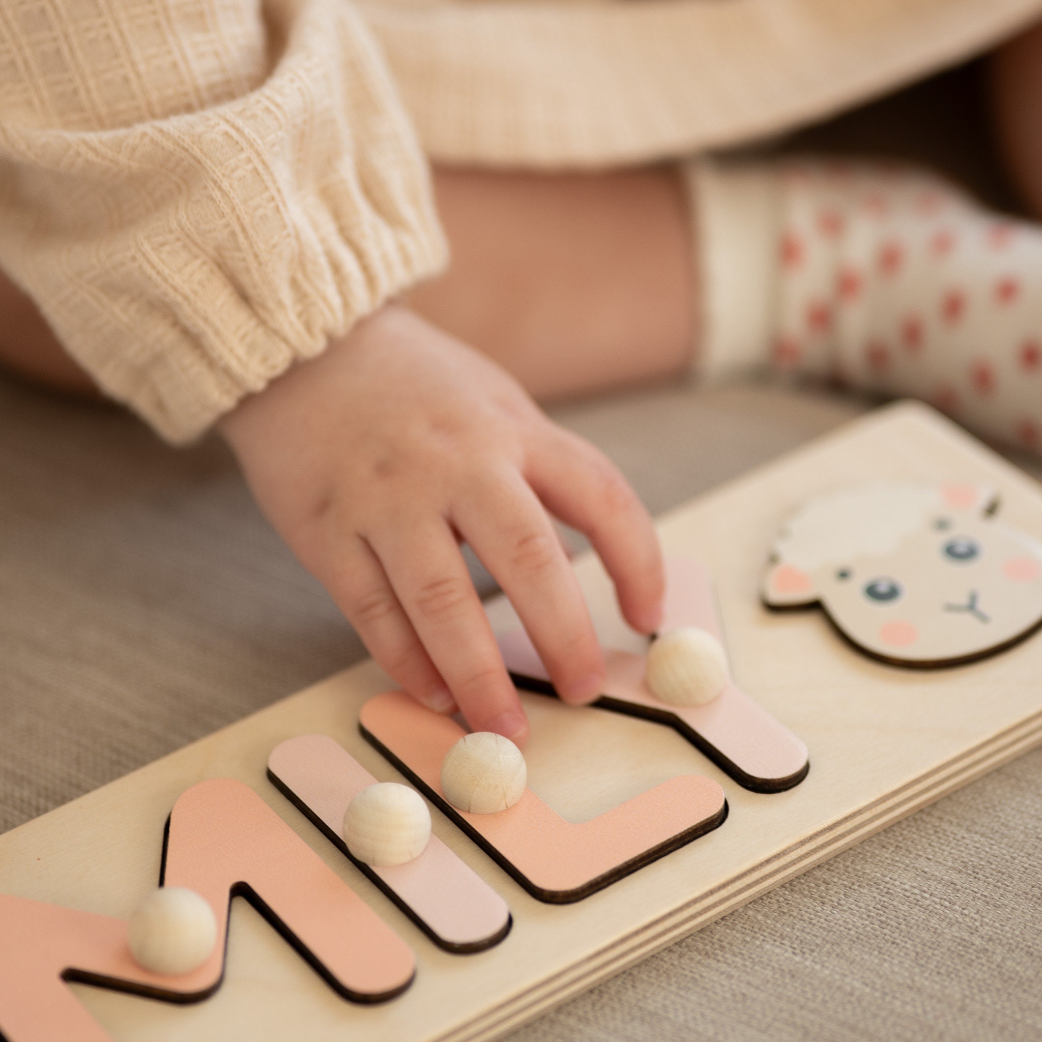 New Baby Gift Wooden Name Puzzle for Toddlers, First Birthday Gift for ...